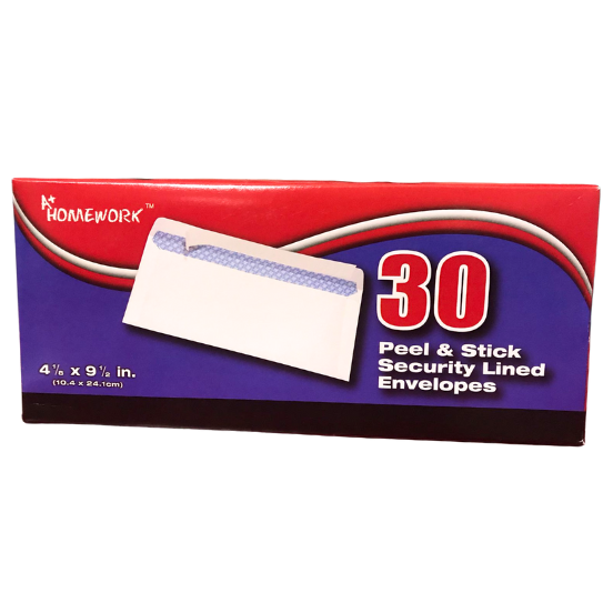#10 Envelope Self Seal 30ct W Sec. A+ Homework — GITZ Office Supplies