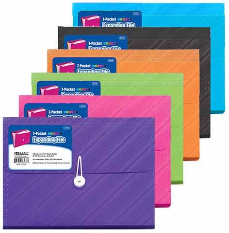 Translucent 7-Pocket Letter Size Poly Expanding File Bazic #3176 — GITZ ...